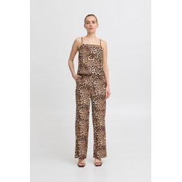 Ichi Casual Hose IHANISSE Loose fit in Sandshell/Brown LEO print | Gr.: 40