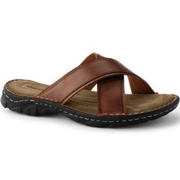 LANDS' END Leder-Sandalen mit gekreuzten Riemen, Herren,  Braun, Leder, by Lands' End