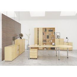 VERA-ZWO - Schreibtisch mit 4-Fu&szlig;-Gestell, h&ouml;henverstellbar, Tiefe 800 mm, Breite 800 mm, wei&szlig; / alusilber kaiserkraft
