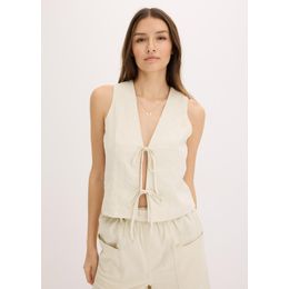 bonprix Weste mit Schleifen, beige, Gr.46, Feminine Anzugweste mit Bindeb&auml;ndern