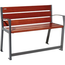 PROCITY Sitzbank SILAOS aus Holz, mit R&uuml;ckenlehne, L&auml;nge 1200 mm, mit Armlehnen, mahagoni