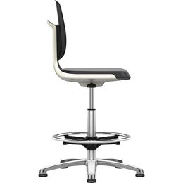 bimos Arbeitsdrehstuhl LABSIT, mit Bodengleitern und Fu&szlig;ring, Sitz mit Kunstlederbezug, wei&szlig;