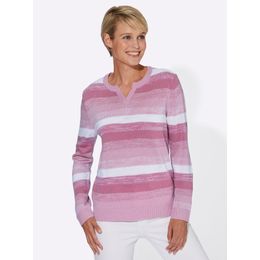 Strickpullover Classic Basics "Pullover", Damen, Gr. 44, rosa (altrosa, gemustert), 100% Polyacryl, gemustert, gestreift, Pullover Strickpullover