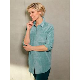 Longbluse Classic Basics, Damen, Gr. 54, gr&uuml;n (salbei), 82% Polyester, 15% Polyamid, 3% Elasthan, unifarben, Blusen Longbluse