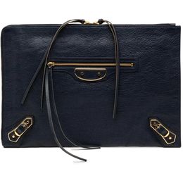 Balenciaga Clutches - Chevre Motocross Classic Metallic Edge Clutch - Gr. unisize - in Blau - f&uuml;r Damen