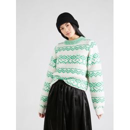 Topshop Pullover Damen Gr&ouml;&szlig;e L gr&uuml;n / wollwei&szlig;