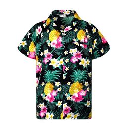 King Kameha Hemd 'Pineapple Flowers' Jungen Gr&ouml;&szlig;e 134/146 schwarz