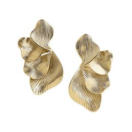 Classyandfabulous Jewelry Earrings 'Oversize Ginkgo Leaf' female Gold size One Size