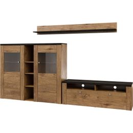 Wohnwand Home Affaire, B:295cm, braun, Wohnzimmer, Kastenm&ouml;bel-Sets, "Larona, Wohnwand, Set 3 teilig", Wohnzimmer Set bestehend aus 1 TV-Board, 1