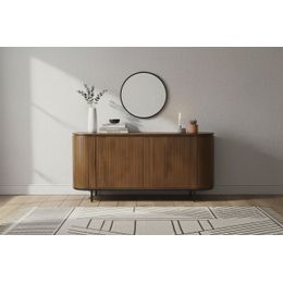 Sideboard Sit, B:170cm H:80cm T:45cm, beige, Massivholz, Metall, Wohnzimmer, Sideboards, "MANGO NATURAL", mit Lamellenfront