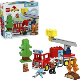 Lego Kinder Konstruktionsspielsteine "L&ouml;schauto mit Schlauch und Feuerwehrmann (10473), Lego DUPLO Town"bunt, Kunststoff, Spielbausteine