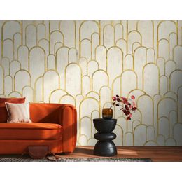 Livingwalls LIVING WALLS Fototapete "THE WALL III Struktur-Optik Tapete Motivtapete Artdeco 3D", B/L: 2,8m x 1,59m, Rollen: 1, beige, Wohnzimmer, Tapeten,