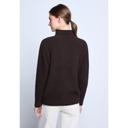 Damen Strickpullovervelvet wine, Gr. 46, STREET ONE STUDIO, unifarben, Stoff, 81% Polyester, 19% Baumwolle, Pullover, aus softem Materialmix