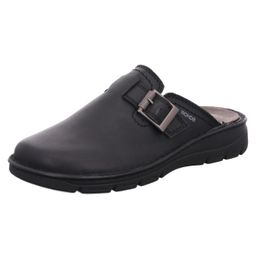 Rohde Herren Pantoffel "OTRANTO", Gr. 43schwarz, Leder, Schuhe, Hauschuh, Pantoffel, Homeslipper, Clog mit Schnallenverschluss