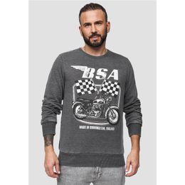 Recovered Herren Sweatshirt "BritishMotor Flag Charcoal Vintage", grau, Gr. L, bedruckt, 100% Baumwolle, Sweatshirts, mit coolem Print im Vintage-Stil