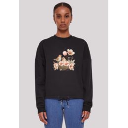 F4NT4STIC Damen Sweatshirt "Vogelnest Blumen", schwarz, Gr. M, Obermaterial: 65% Baumwolle, 35% Polyester, Sweatshirts, Premium Qualit&auml;t