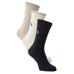 Polo Ralph Lauren Socken Damen Gr&ouml;&szlig;e 36/41 beige / marine / wei&szlig;