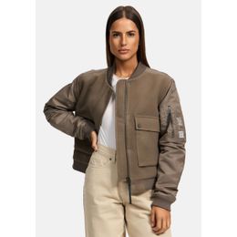 Navahoo Damen Bomberjacke "Willstehaben 14", braun, Gr. XXL, Obermaterial 1: 90% Polyacryl, 8% Viskose, 2% Elasthan; Obermaterial 2: 100% Nylon;