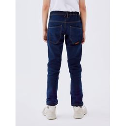 Slim-fit-Jeans name it "NKMRYAN SLIM SWE JEANS 6116-TH NOOS", Jungen, Gr. 146, N-Gr, blau (dunkelblau denim kids), Denim/Jeans, Obermaterial: 70% Baumwolle, 27% Polyester, 3% Elasthan, unifarben, slim fit, Jeans Slim-fit-Jeans