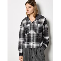 Apricot Textured Hooded Check Shirt ' ' Damen Gr&ouml;&szlig;e XXL grau