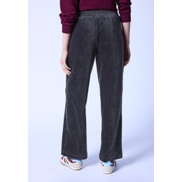 Damen Cordhose, grau, Gr. 46, STREET ONE STUDIO, unifarben, Web, 65% Baumwolle, 33% Polyester, 2% Elasthan, Hosen, High Waist