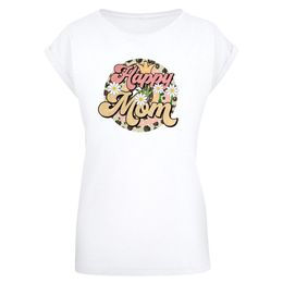 F4NT4STIC T-Shirt 'Mothers Day Floral Design Happy Mom Motherhood Appreciation' Damen Gr&ouml;&szlig;e XXXL gelb / pink / wei&szlig;