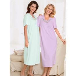 Ascafa Damen Nachthemd "Kurzarm-Nachthemden", Gr. 52, bunt, 100% Baumwolle, unifarben, Kleider
