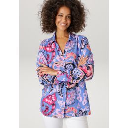 Aniston CASUAL Damen Hemdbluse, bunt, Gr. 46, Paisley, bedruckt, gebl&uuml;mt, Web, Obermaterial: 100% Viskose, Blusen, mit farbenfrohem, grafischen Druck