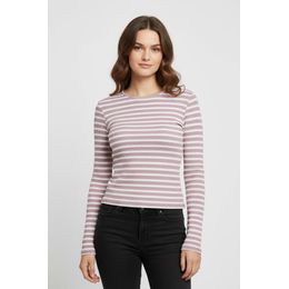 Only Damen Langarmshirt "ONLBIRGITTE L/S O-NECK TOP JRS"keepsake lila stripes:cloud dancer, Gr. L, gestreift, Jersey, Obermaterial: 69% Viskose, 30%