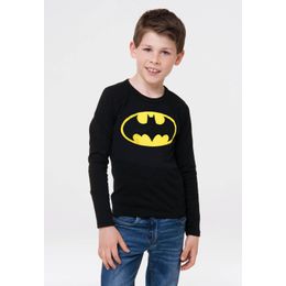 logoshirt M&auml;dchen T-Shirt "Batman Logo", schwarz, Gr. 116, unifarben, 100% Baumwolle, Shirts, mit coolem Print
