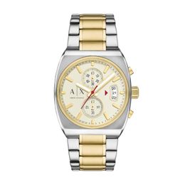 Chronograph Armani Exchange, gold (edelstahlfarben, gelbgoldfarben), Armbanduhren, Herren, Chronograph, Quarzuhr, Armbanduhr, Herrenuhr, Edelstahlarmband, analog, Tag