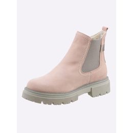 Stiefelette Heine, Damen, Gr. 38, rosa (rose), Leder, Veloursleder, Schuhe Stiefelette