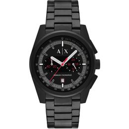 Chronograph Armani Exchange, schwarz, Armbanduhren, Kinder, Chronograph, Quarzuhr, Armbanduhr, Herrenuhr, Edelstahlarmband, Tag, Stoppfunktion
