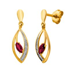 Paar Ohrh&auml;nger Lady, gold (gelbgold 375), Ohrringe, Damen