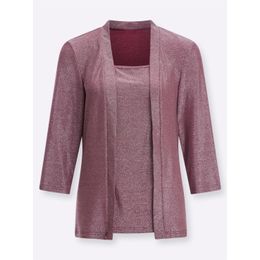 WITT Damen 2-in-1-Shirt mit Glanzgarn, bordeaux-silberfarben, Gr&ouml;&szlig;e 54