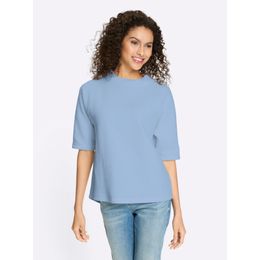 Heine Witt Damen Stehkragenshirt mit Waffelstruktur, eisblau, Gr&ouml;&szlig;e 48