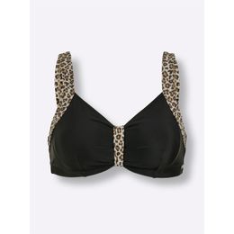 feel good Damen Bikini-Oberteil, schwarz-champagner-bedruckt, Gr&ouml;&szlig;e 48C