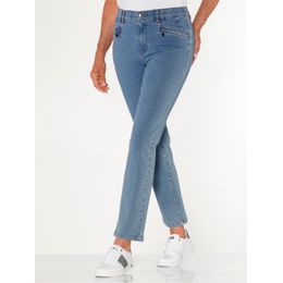 WITT Damen Jeans mit Rei&szlig;verschluss-Taschen, blue-bleached, Gr&ouml;&szlig;e 20
