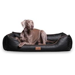 tierlando LOUIS - Orthop&auml;disches Hundebett aus gestepptem Kunstleder schwarz 80 cm, 22 cm, 60 cm