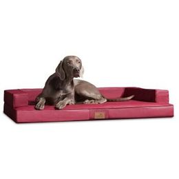 tierlando &reg; Orthop&auml;disches Design Hundesofa GIBSON VISCO Kunstleder kubische Form dunkelrot 1,5 m, 22 cm, 1 m