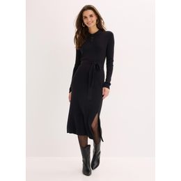bonprix Ripp-Strickkleid aus Viskose-Mix, schwarz, Viskose