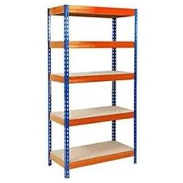 Mammut Metallregal Grizzly Blau, Orange 5 F&auml;cher 1200 x 450 x 2200 mm