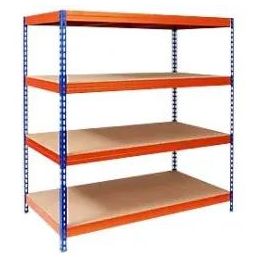 Mammut Weitspannregal 4 Fachb&ouml;den Stahl 1.800 x 600 x 2.000 mm Blau, Orange