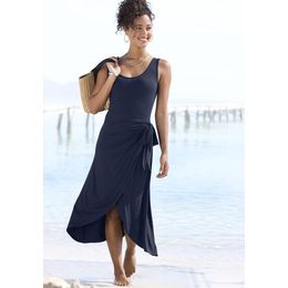 Lascana Strandkleid blau Gr. 36 f&uuml;r Damen. Mit Rundhals. Figurumspielend. Nachhaltig.