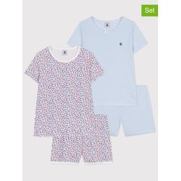 Petit Bateau 2er-Set: Pyjamas in Hellblau/ Wei&szlig; - 50% | Gr&ouml;&szlig;e 116 | Baby-waesche