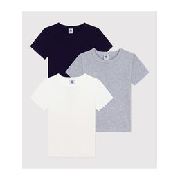 Petit Bateau 3er-Set: Shirts in Schwarz/ Wei&szlig;/ Grau - 48% | Gr&ouml;&szlig;e 86 | Baby-shirts
