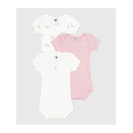 Petit Bateau 3er-Set: Bodys in Rosa/ Wei&szlig; - 48% | Gr&ouml;&szlig;e 74 | Baby-bodys