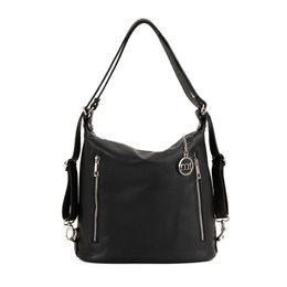 Mia Tomazzi Leder-Rucksack "Giulianova" in Schwarz - (B)28 x (H)29 x (T)12 cm - 72% | Damen-taschen
