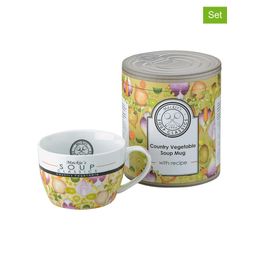 BIA INTERNATIONAL 2er-Set: Jumbotassen ''Mackie's Soup - Vegetable'' in Gr&uuml;n/ Bunt - 650 ml - 11% | Gedeckter-tisch