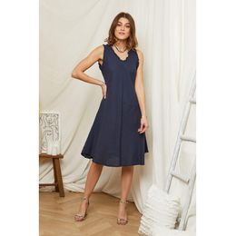 Rodier Lin Leinen-Kleid in Dunkelblau - 77% | Gr&ouml;&szlig;e M/L | Damen-kleider